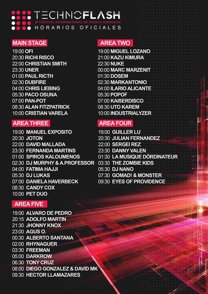 Techno-Flash 2015 | Cartel, entradas, horarios y hoteles
